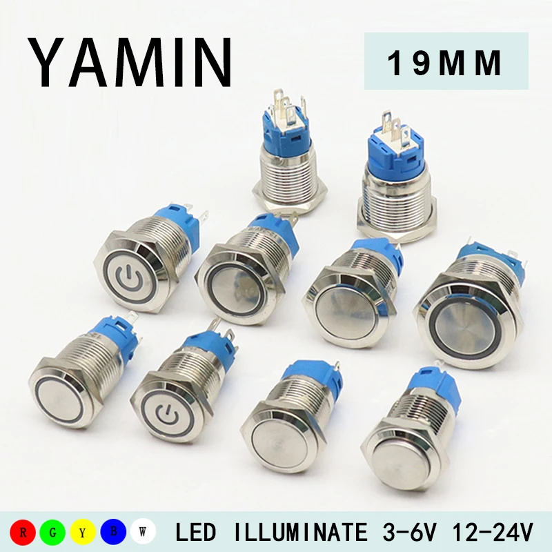 19mm Metal Push Button Micro Switch Led Lamp Momentary/self-locking ...