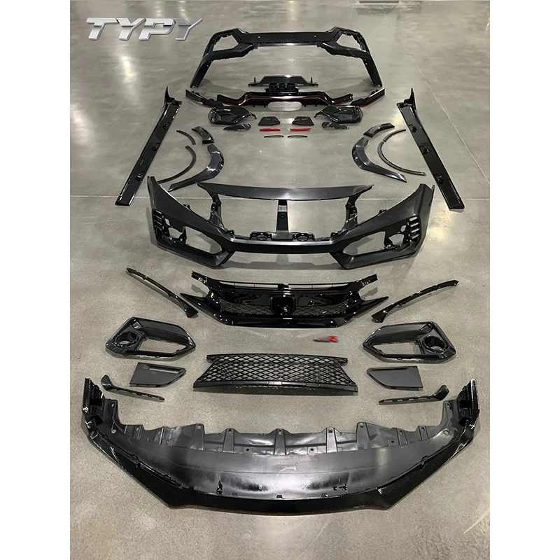 Car-Modified-New-Type-r-Body-Kit-Front-Rear-Bumper-grille-Hood-Side ...