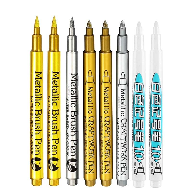 6Pcs-Metallic-Marker-Pens-Permanent-Gold-Silver-Paint-Markers-for-Art ...