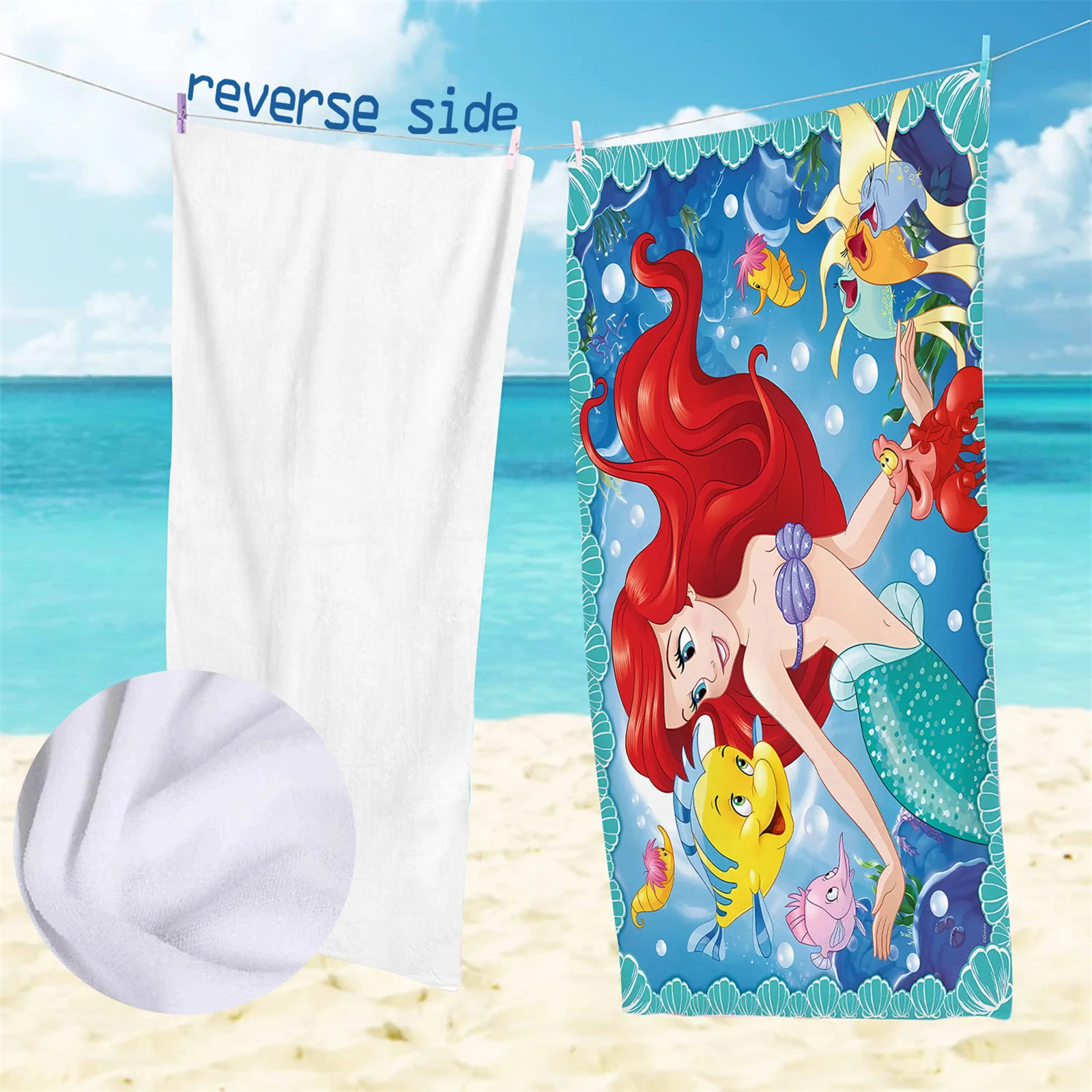 Mermaid-Princess-Ariel-Mermaid-Toweltowels-Cotton-100-Beach-Travel-Kids ...