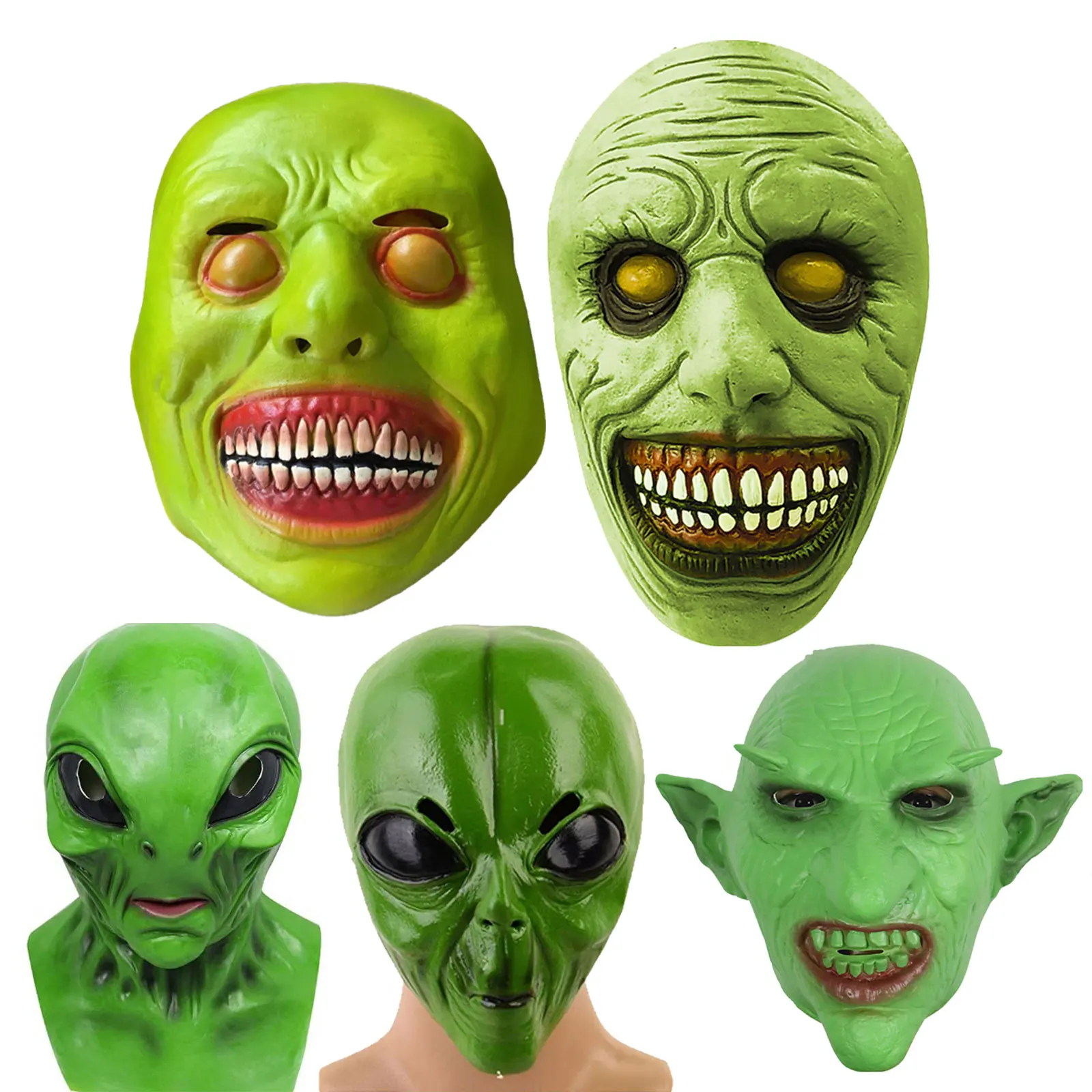 Halloween Alien Mask Realistic Xenomorph UFO Mask Horror Monster Face ...