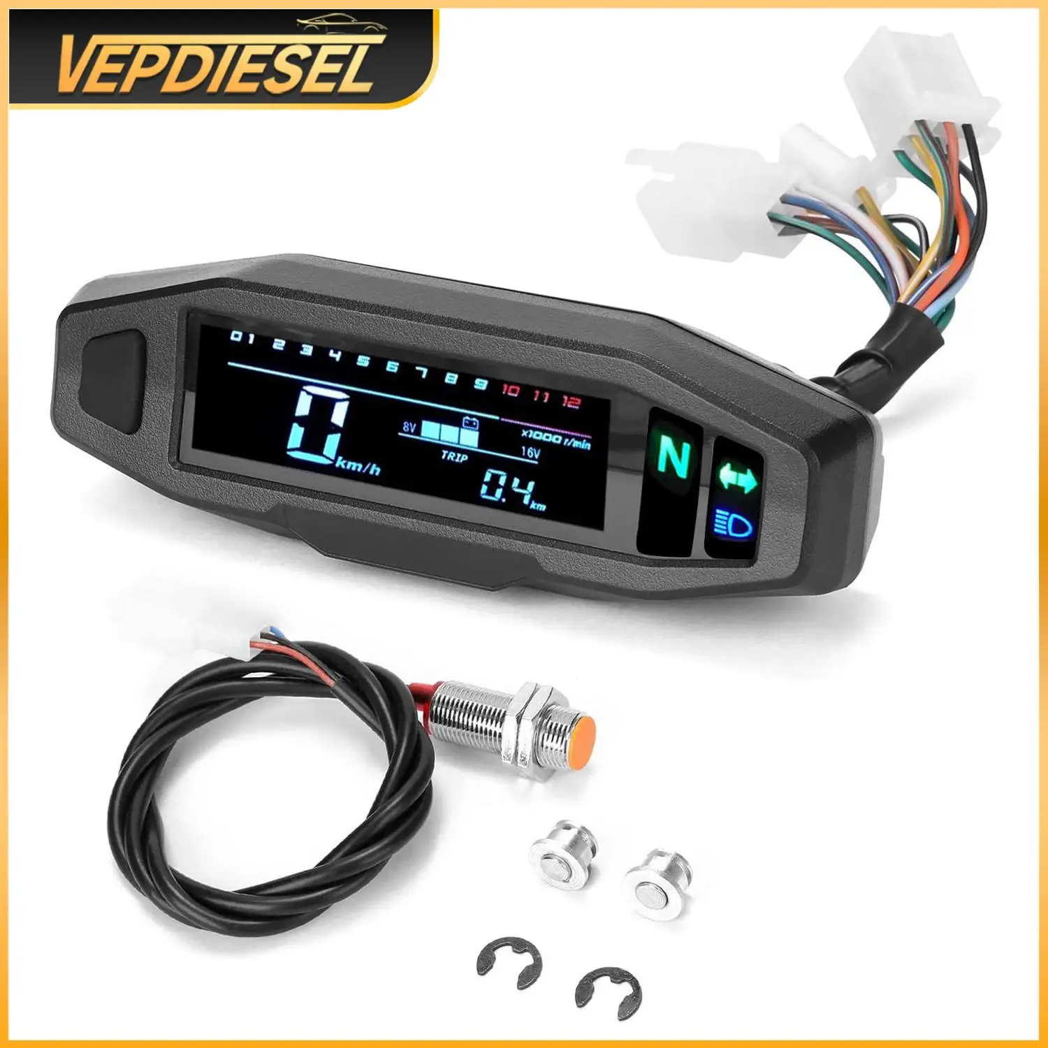 Mini-Universal-Motorcycle-Speedometer-Odometer-Tachometer-RPM-Fuel ...