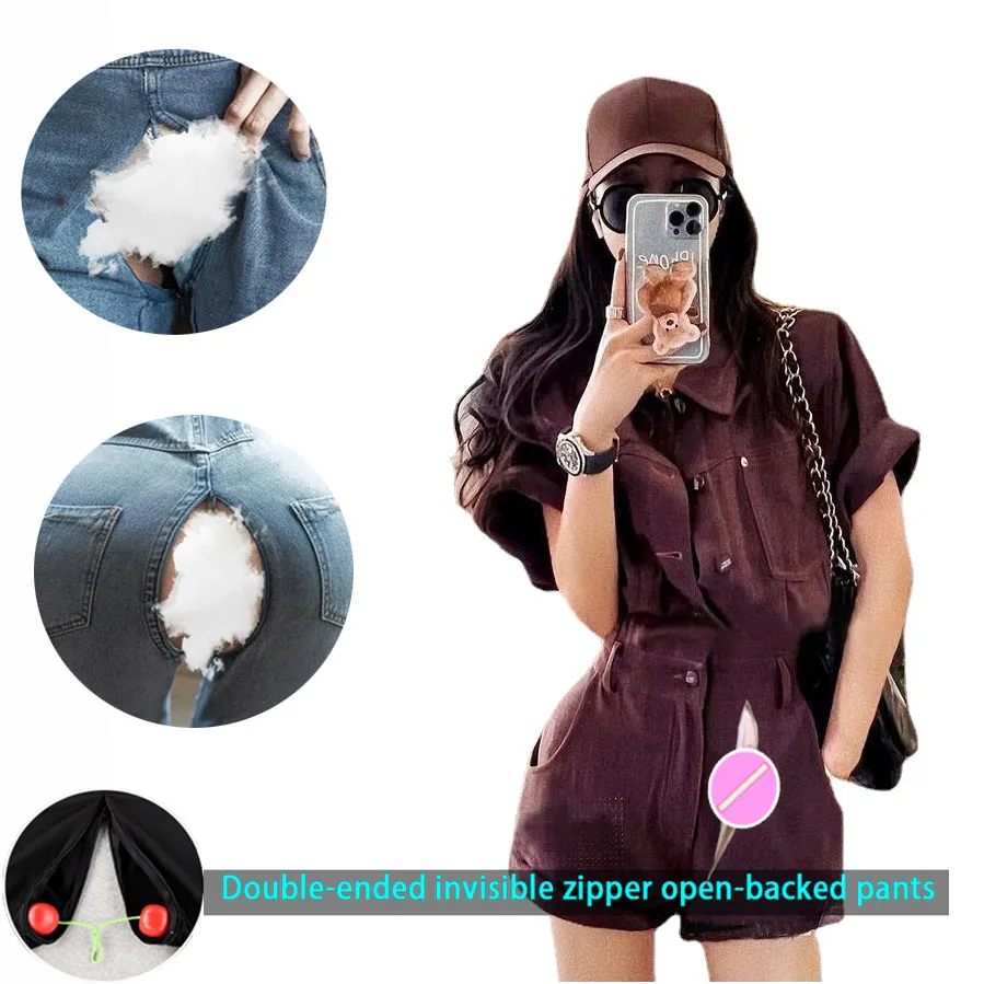 2022summer New Invisible Open Crotch Convenient Pants Jumpsuit Women's ...