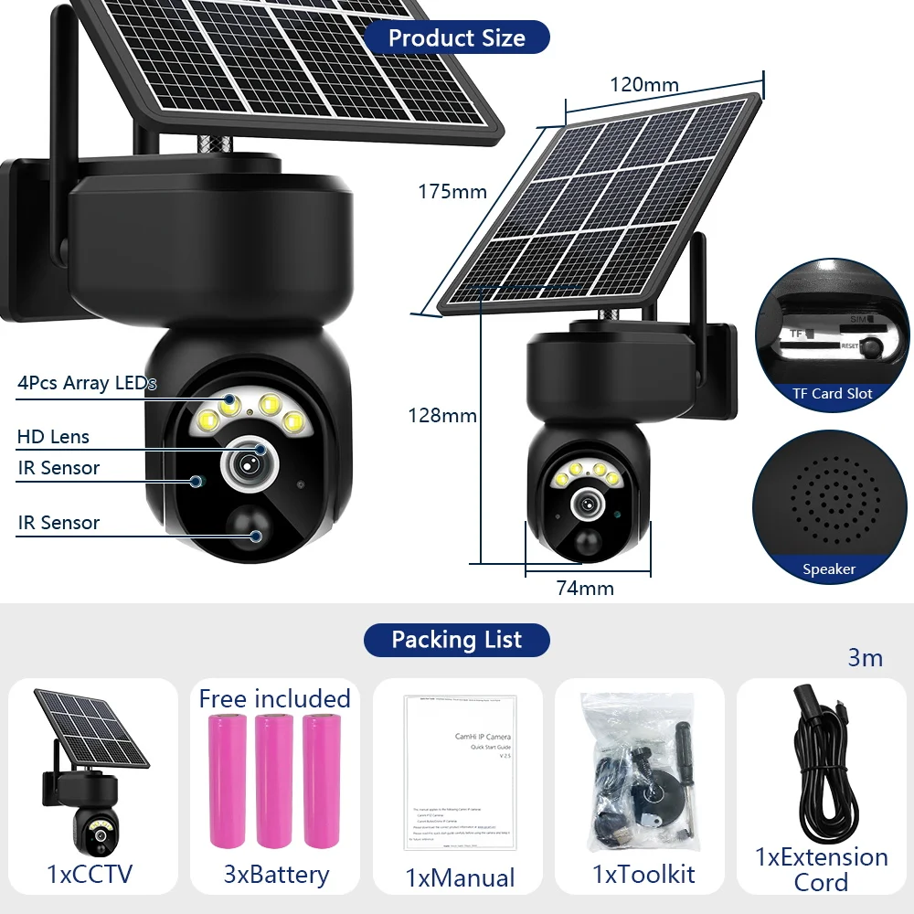 CamHipro 4G SIM Card 5MP HD Security IP Camera 30X Zoom, 60% OFF