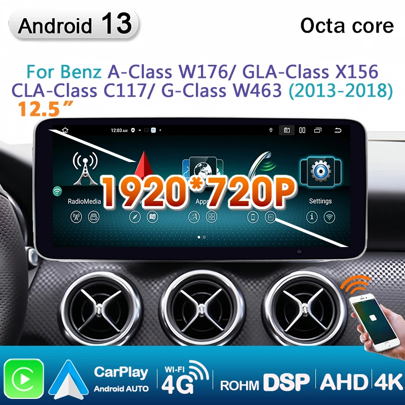 Carplay-Android-Auto-pour-Mercedes-Benz-Android-13-Bluetooth-Classe-A ...