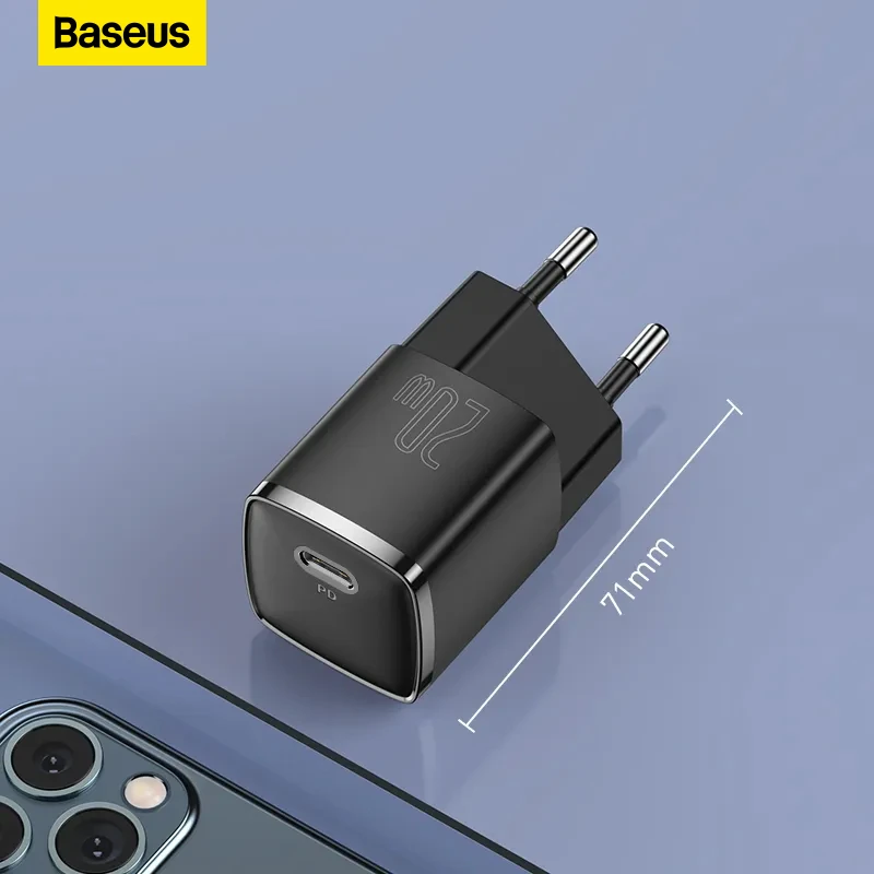 Baseus 20w usb c carregador portátil tipo c carregador suporte pd carregamento rápido para ...