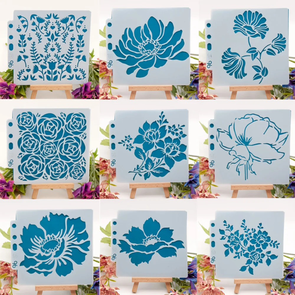 14-13cm-Floral-Hollow-Cake-Stencil-Coffee-Spray-Painting-Template-Rose ...