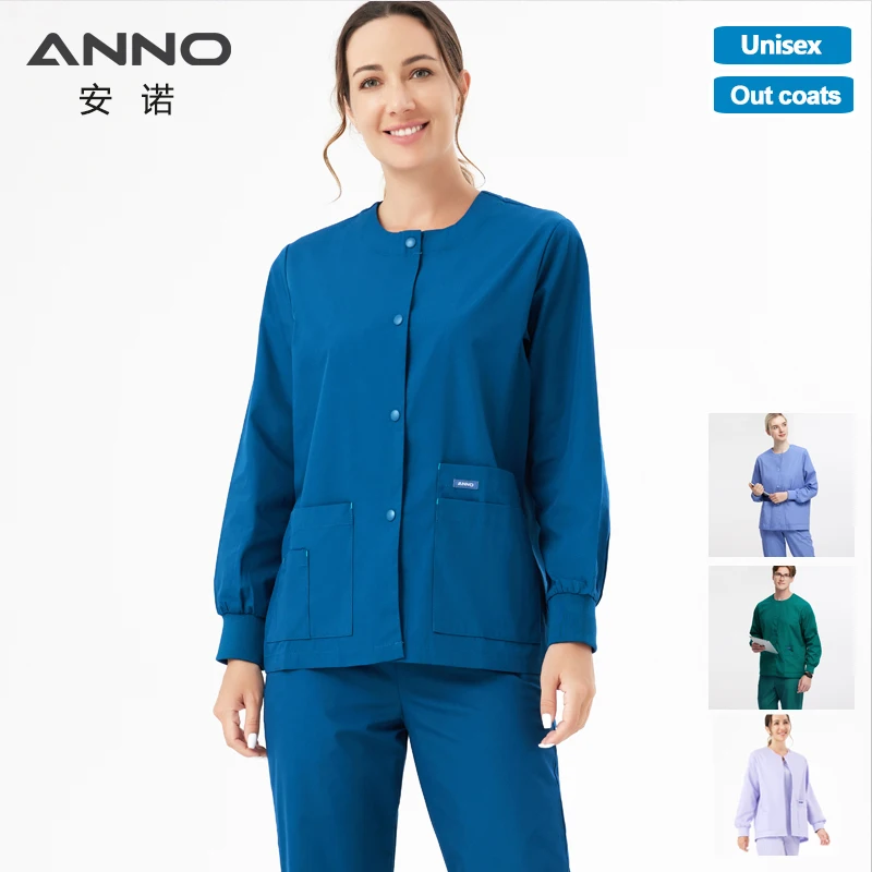 ANNO-Long-Sleeve-Nurse-Jacket-Out-Coat-Doctor-Shirt-Women-Men-Nursing ...