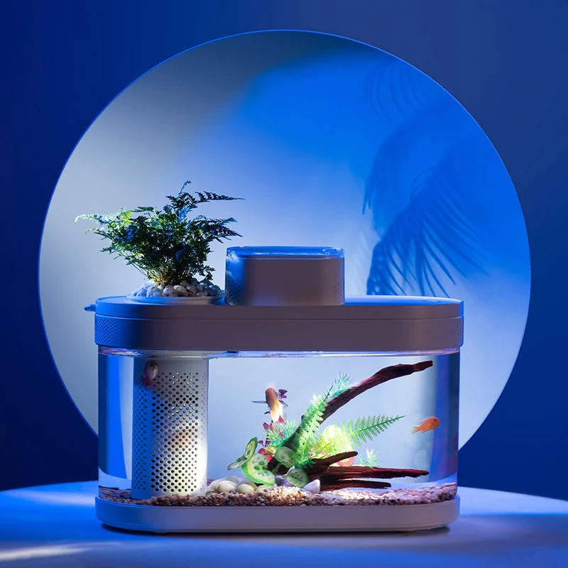 Smart-Small-Fish-Tank-Ecological-Plant-Shrimp-Modern-Desks-Goldfish ...