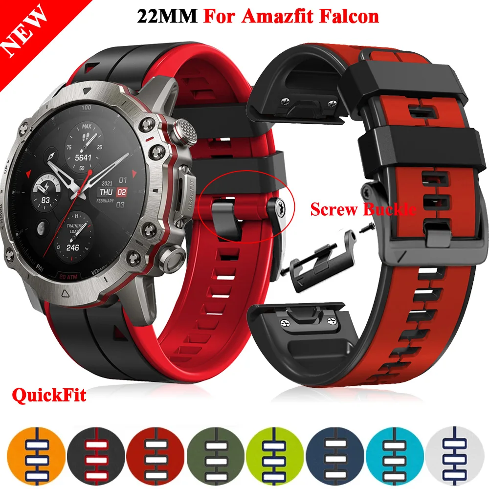 22mm-Screw-Buckle-Silicone-Watch-Straps-For-Amazfit-Falcon-Wristbands ...
