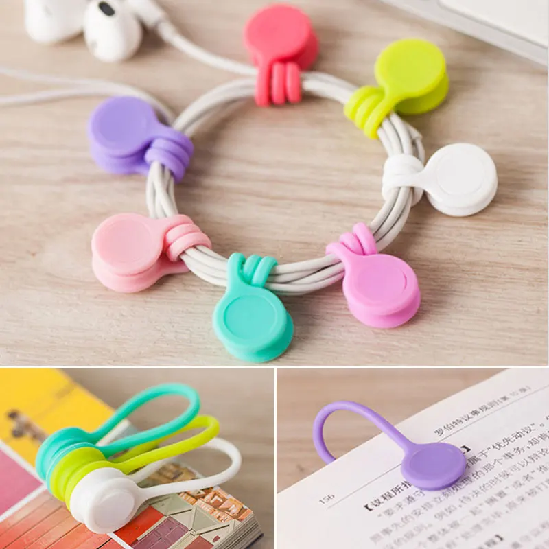 Reusable Magnetic USB Cable Ties Cord Organizer Silicone Magnetic Cord ...