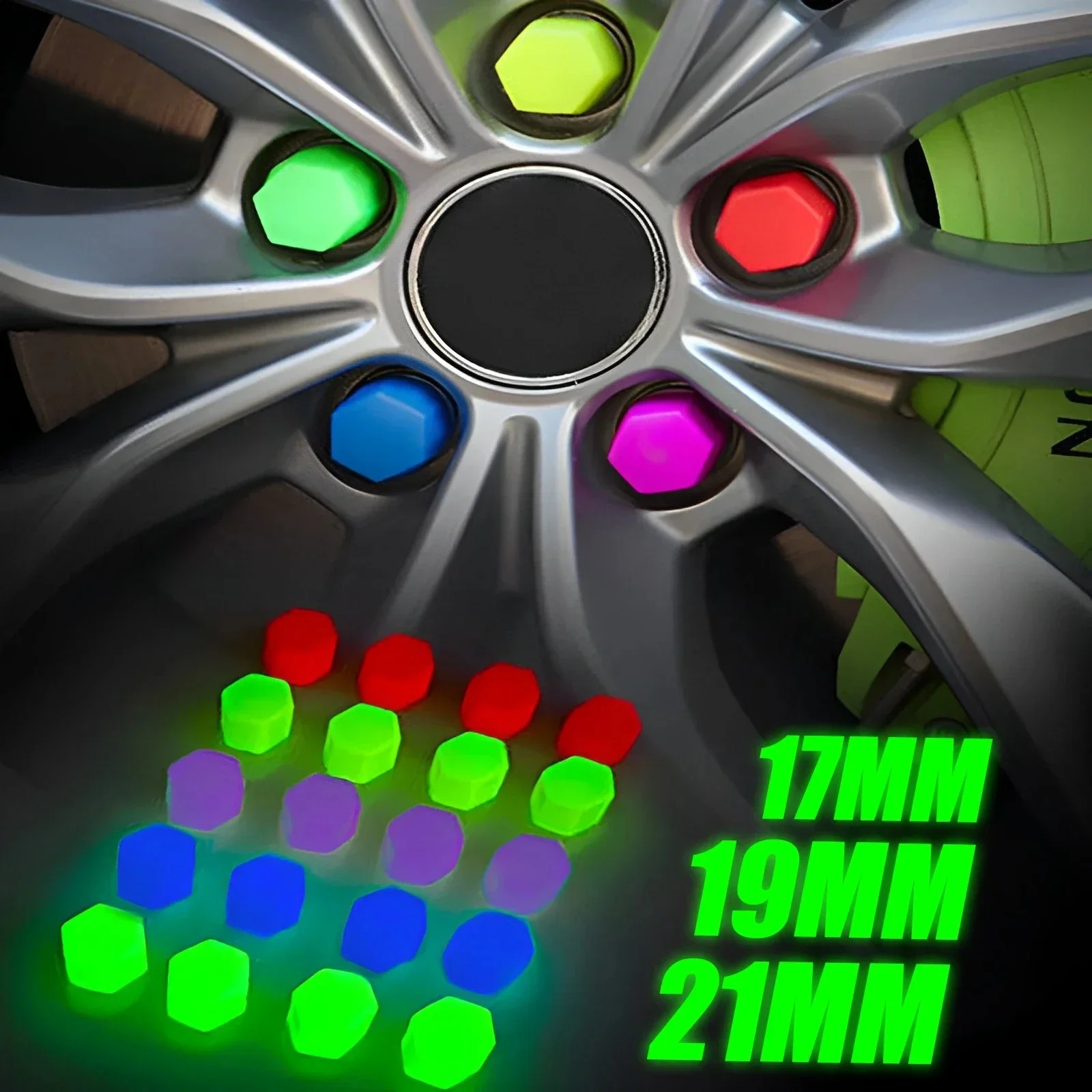 Leuchtende Auto Radmuttern Schraub kappen Auto Styling Mutter Kappen ...