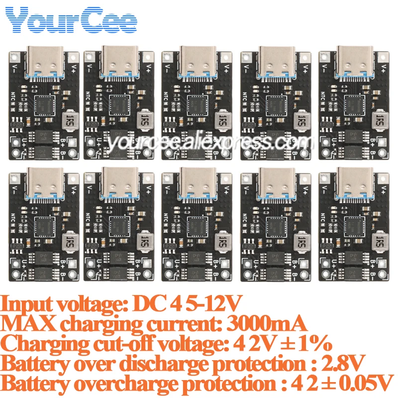 10pcs/1pc 5V 3A Lithium Battery Charger Module Power Charging and ...