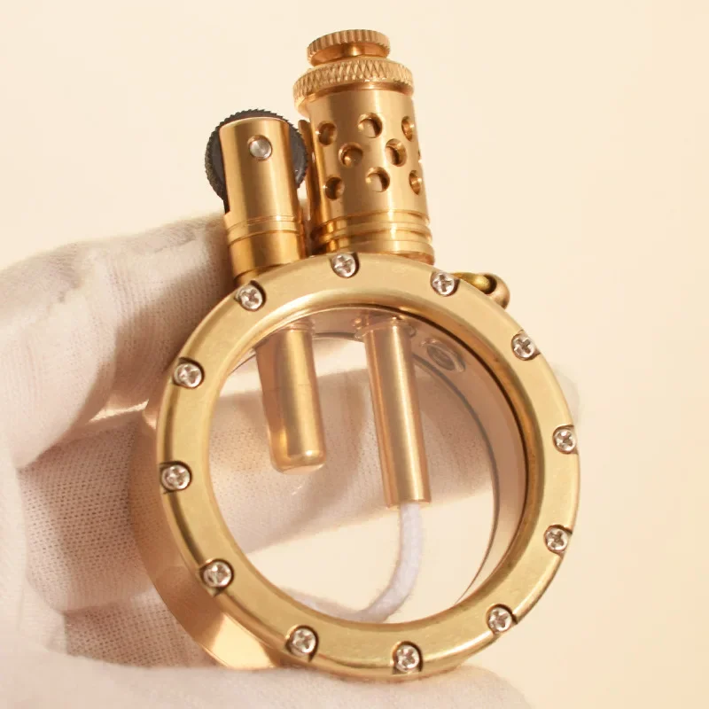 Handmade-Pure-Copper-Gasoline-Lighter-Round-Kerosene-Oil-Inflated ...