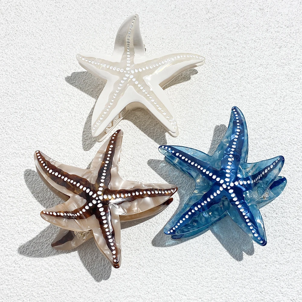 Creative Funny Starfish Crab Clamp INS Acetate Ocean Star Oversize Hair ...