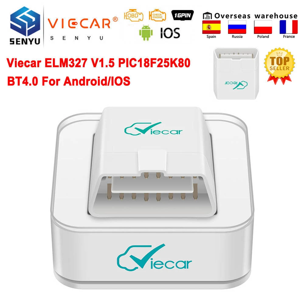 Viecar Elm327 V1.5 Pic18f25k80 Odb2 Scanner Auto Tools Bluetooth-compatible 4.0 For Ios Elm 327 ...