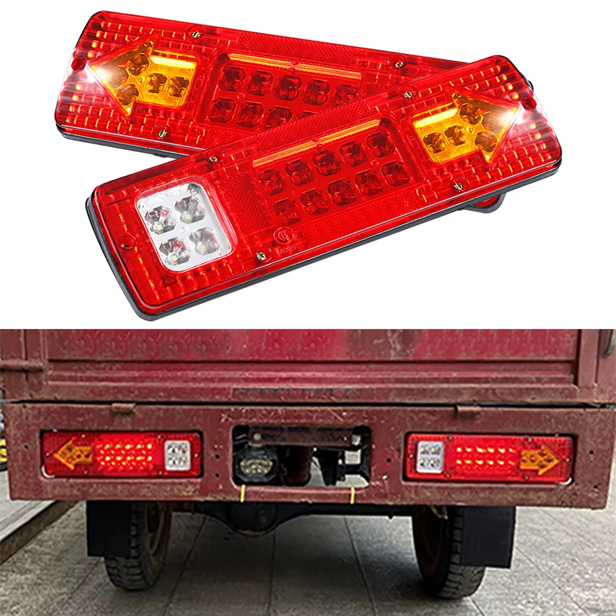 2Pcs 24V 19LED Truck TailLight Bar Turn Signal Lamp Stop Lights For ...