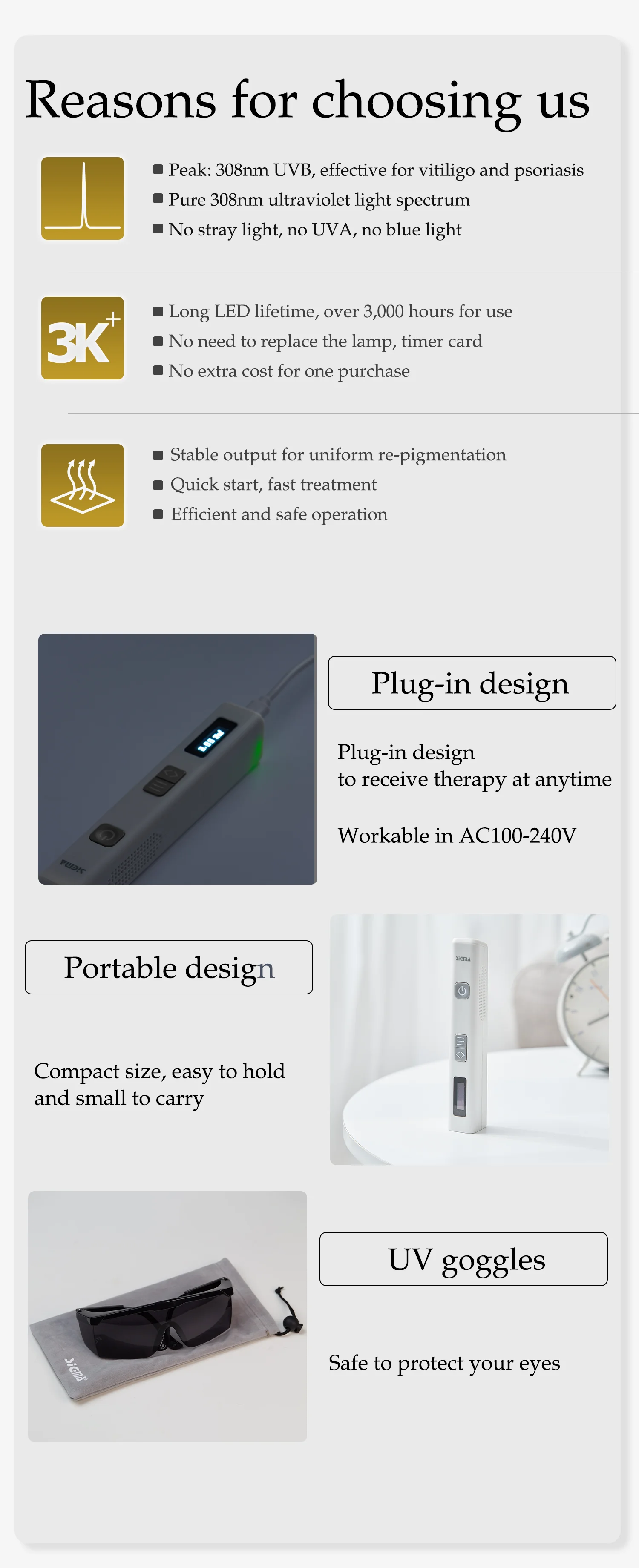 Home Phototherapy 308nm Led Uvb Light Therapy Wand For Spot Vitiligo ...