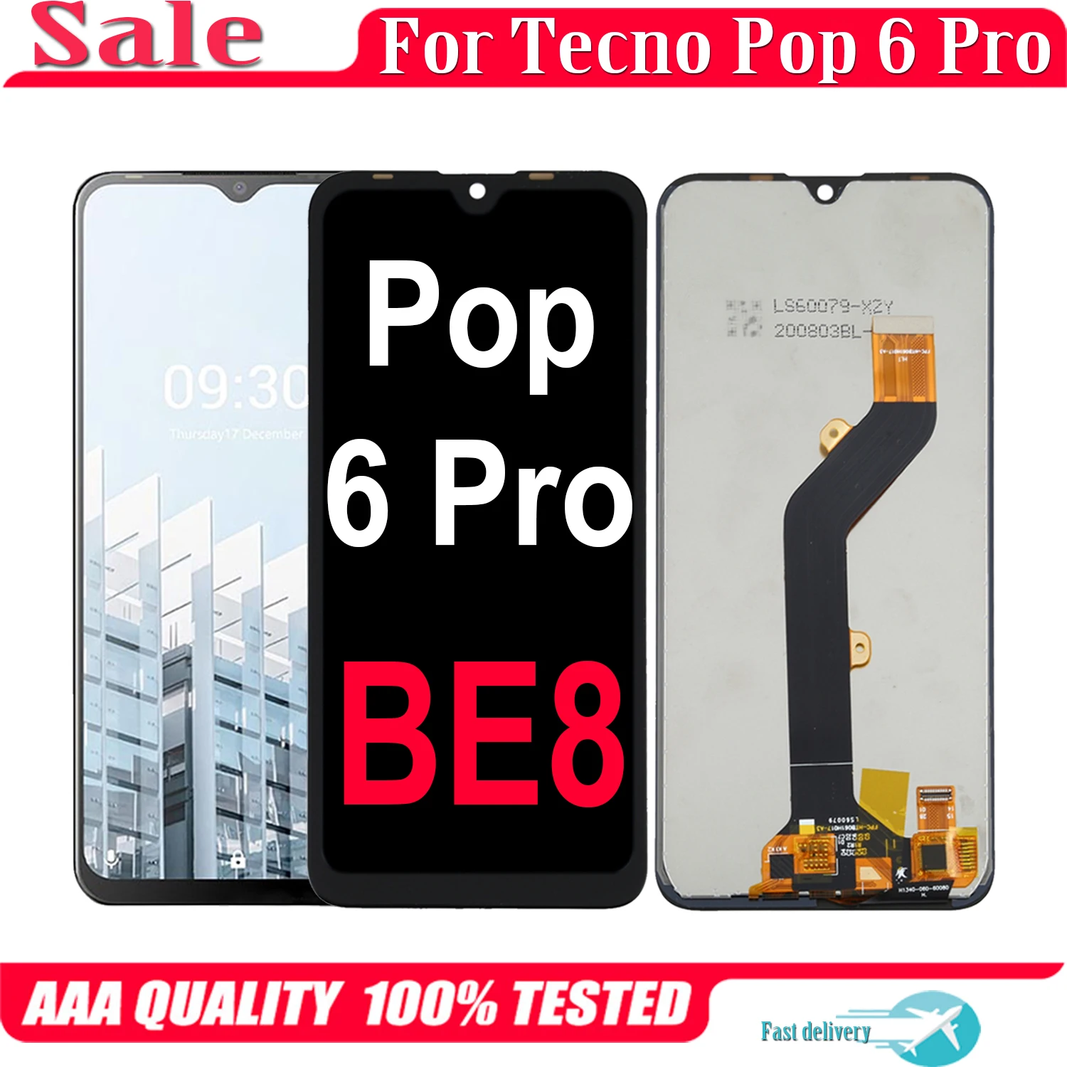 Original For Tecno Pop 6 Pro 6Pro BE8 BE7 LCD Display Touch Screen Digiziter Assembly For Tecno ...