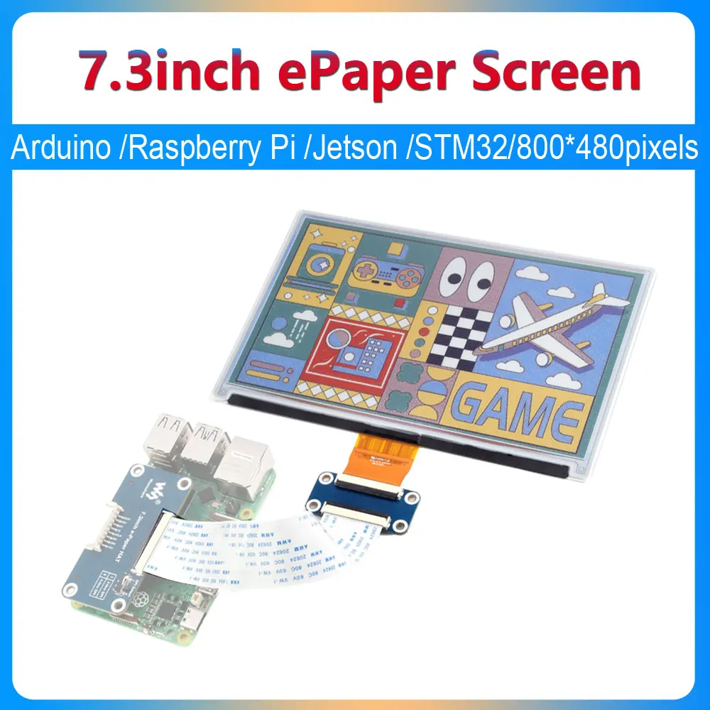 7-3inch-ePaper-HAT-E-6-Color-800-480Pixels-SPI-E-Ink-Display-Low-Power ...