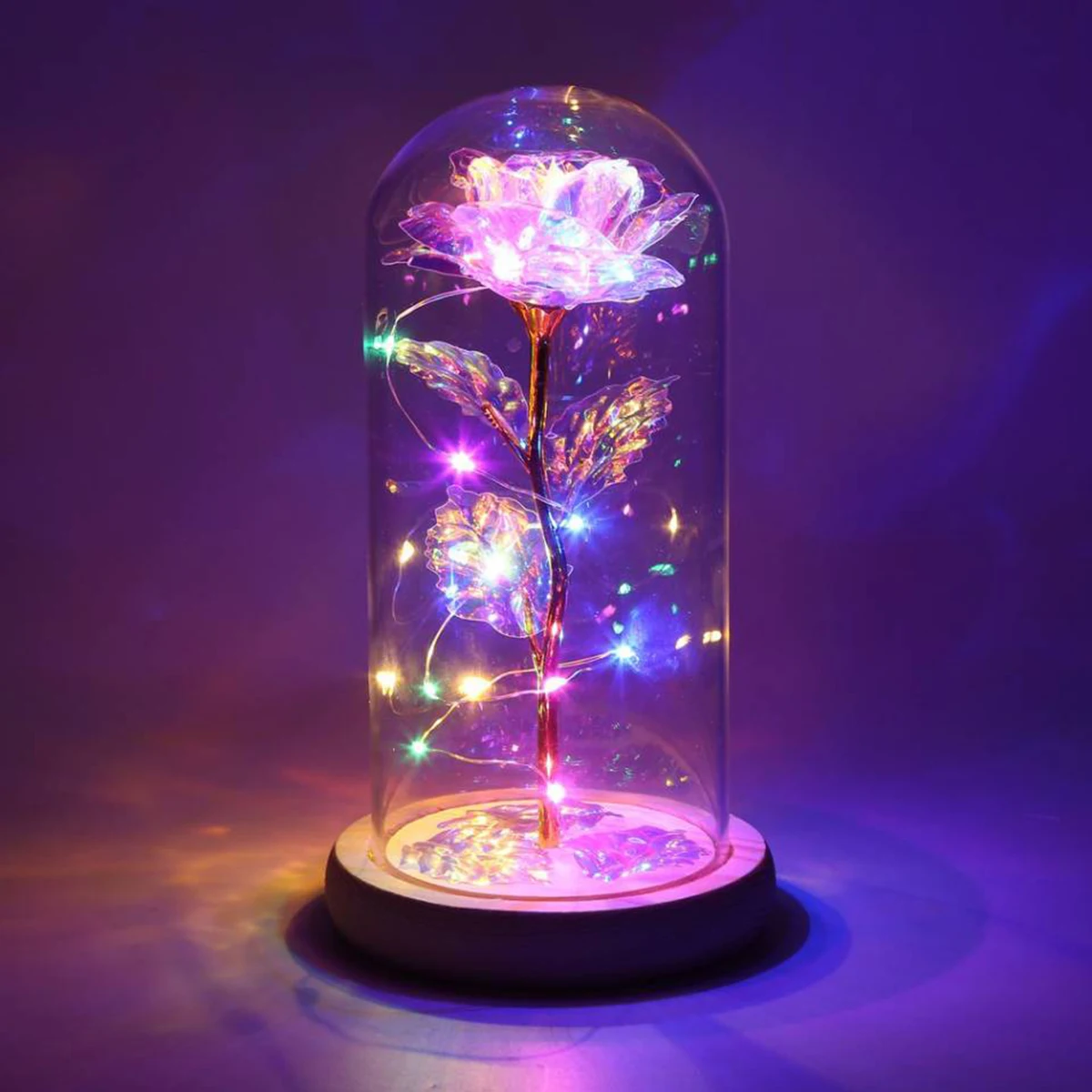 Rose-Light-Artificial-Gold-Foil-Galaxy-Rose-Lamp-With-Fairy-String ...