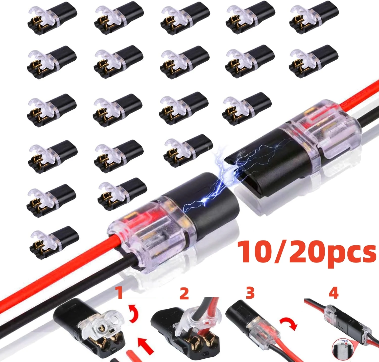 10-20pcs-Double-Wire-Plug-in-Connector-with-Locking-Buckle-Pluggable ...
