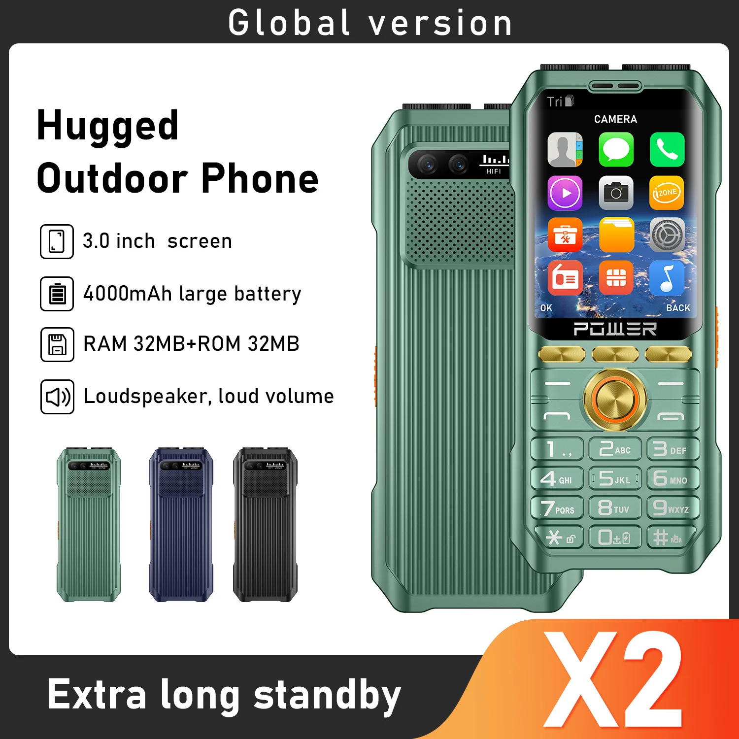 X2-Rugged-Mobile-Phone-GSM-2G-3-SIM-Cards-4000mAh-3-0-Display-Double ...