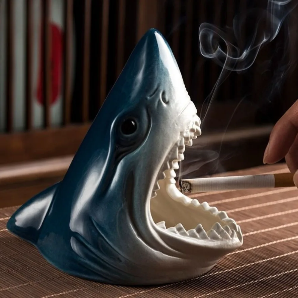 Big mouth shark ashtray ceramic animal creative personality storage ...