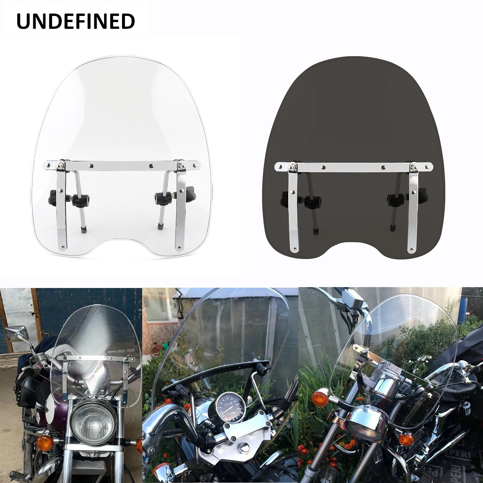 Motorcycle-Universal-Windshield-Large-Windscreen-Fit-For-Harley-Honda ...