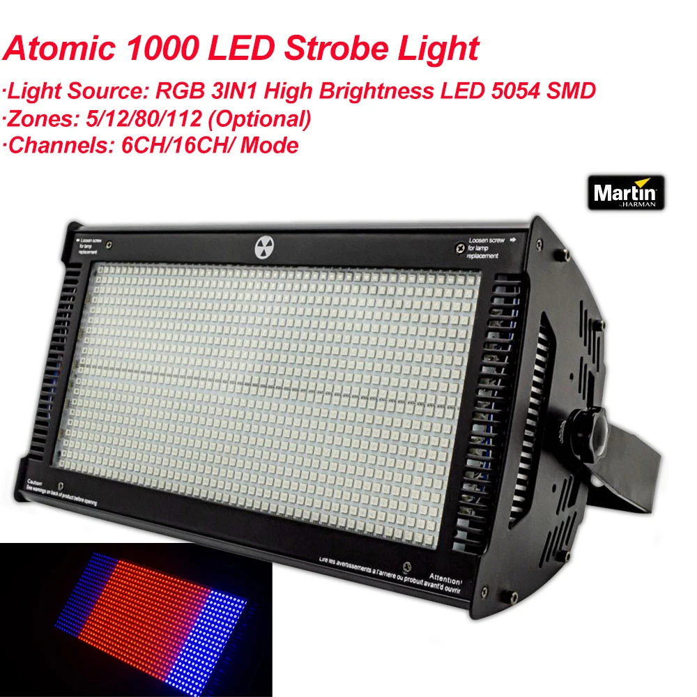 원자 Led 1000 Rgb Dmx 스트로브 라이트 스트로보스코프 조명 디스코 Dj 파티 효과 스트로브 라이트 플래시 장비