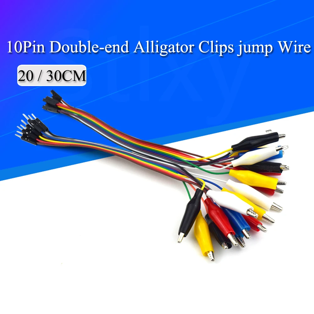 20cm 30cm 10pin Double-end Alligator Clips jump Wire Male Female ...