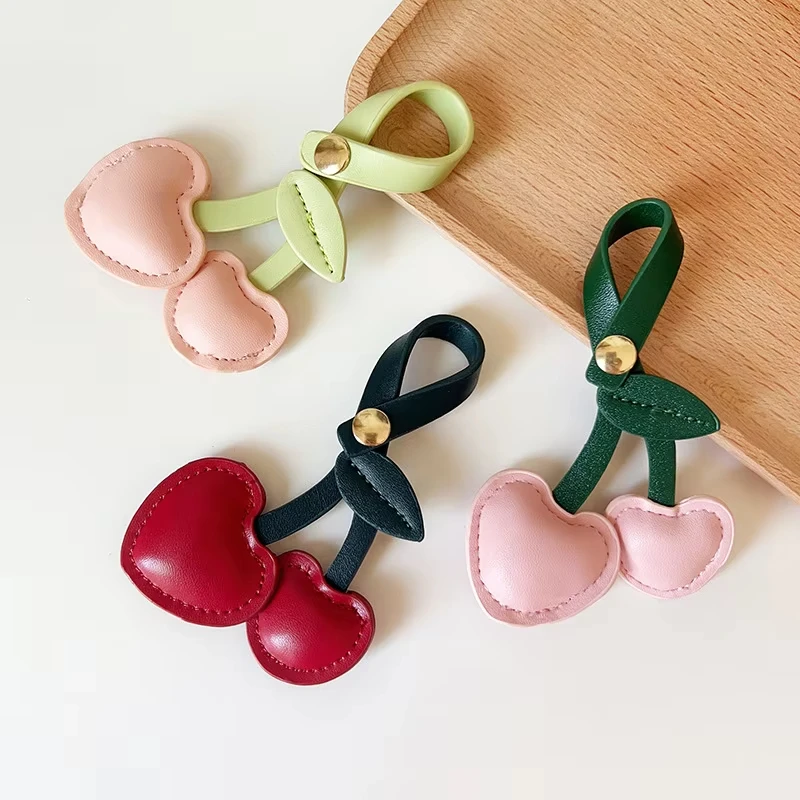 New Cute 3D Peach Heart Cherry Cherry Cherry Car Key Chains Red Pink ...