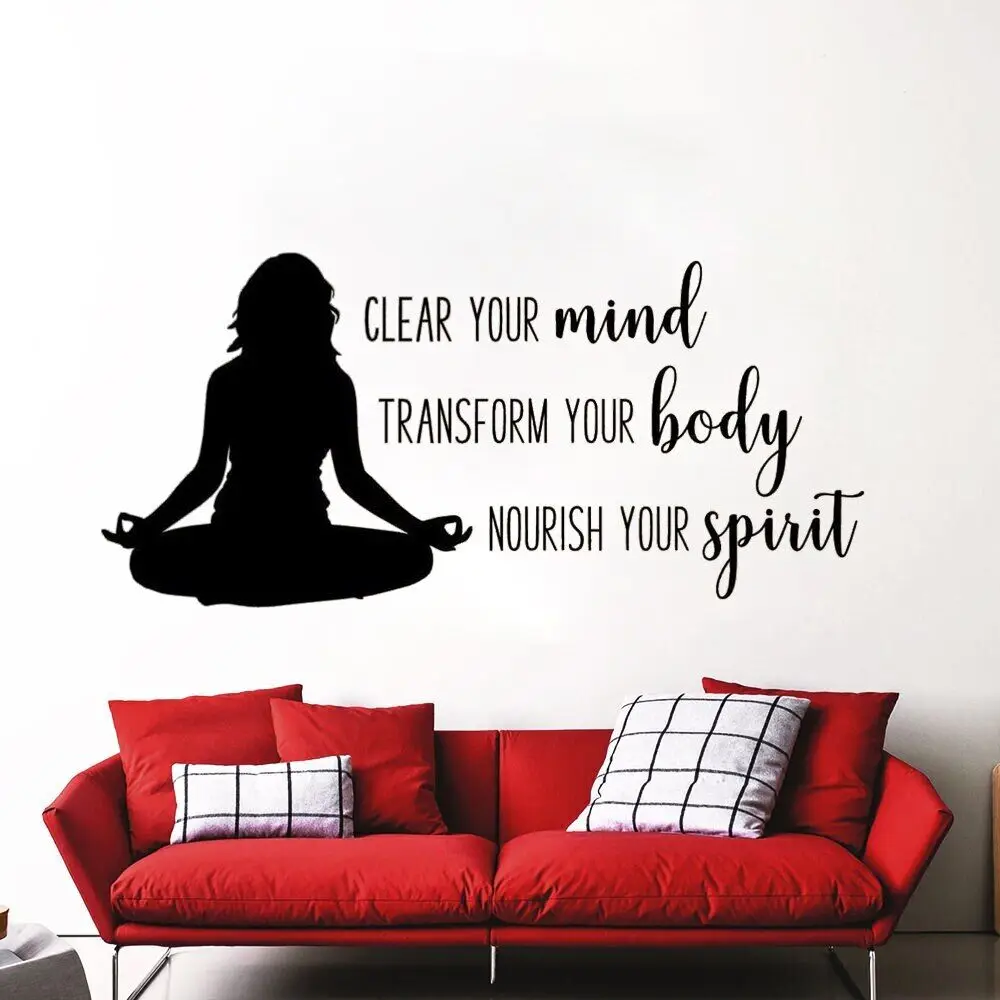 Clear-Your-Mind-Quotes-Wall-Stickers-Mind-Body-Spirit-Murals-Vinyl-Yoga ...