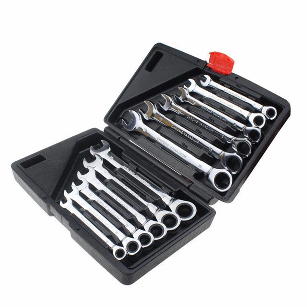Ratchet Wrench 12 Piece Set Quick Key Car Bicycle Millwrights Socket ...