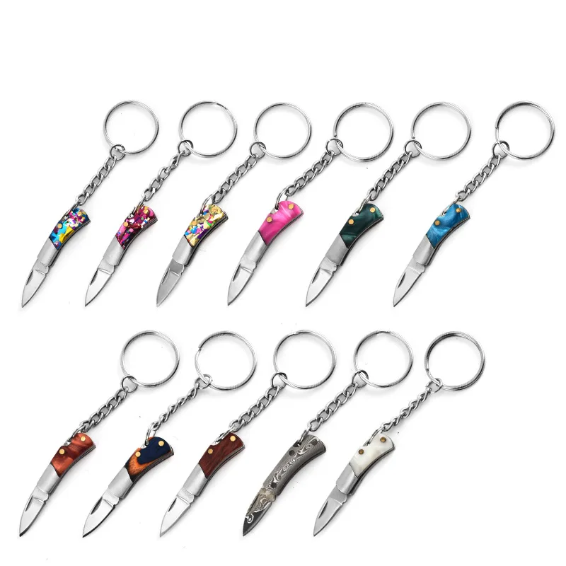 5cm-Acrylic-Mini-Folding-Knife-Pendant-Brass-Wood-Keychains-Sharp-Small ...