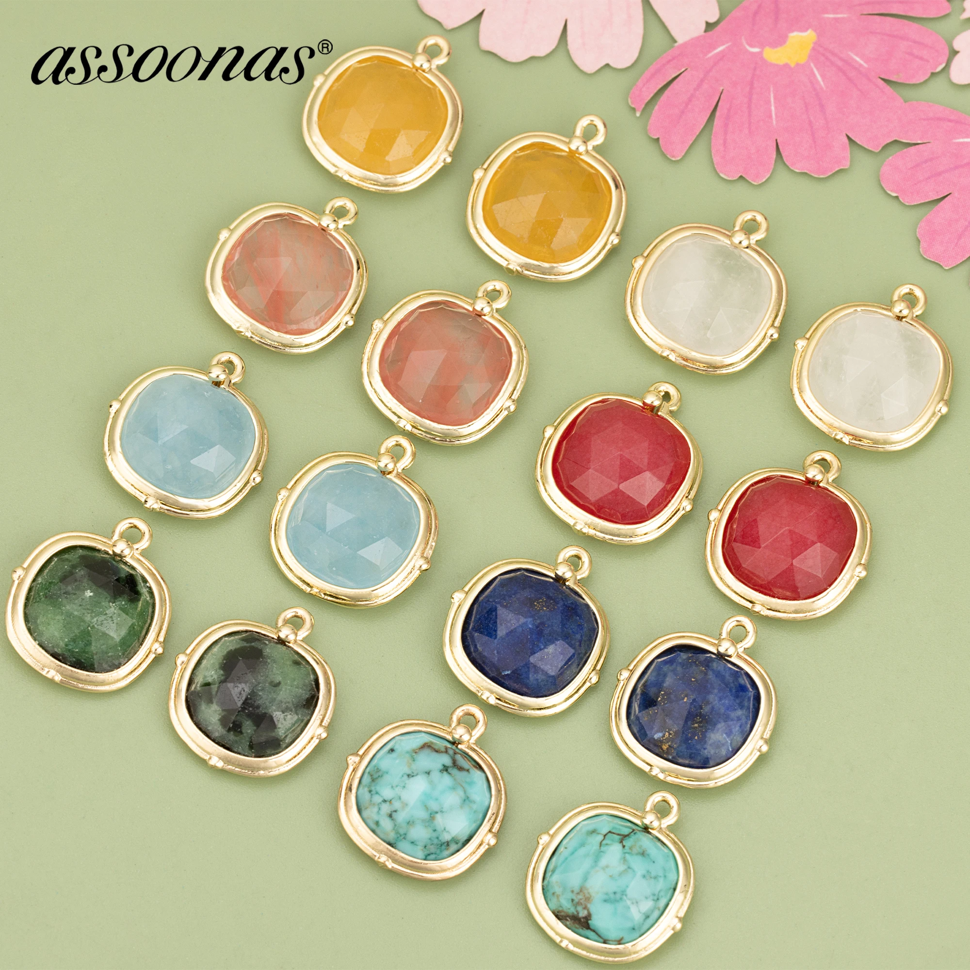 ME79-4pcs-14x14MM-High-Quality-18k-Gold-Plated-Copper-and-Natural-Stone ...