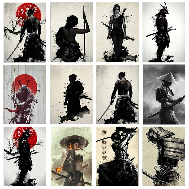 Retro Japan Game Anime Samurai Zen Bushido Posters and Prints Canvas ...