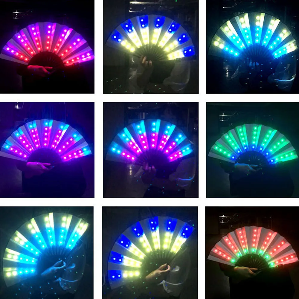 1pcs Led Stage Show Glow Light Up Color Changing Fan Luminous Cosplay ...