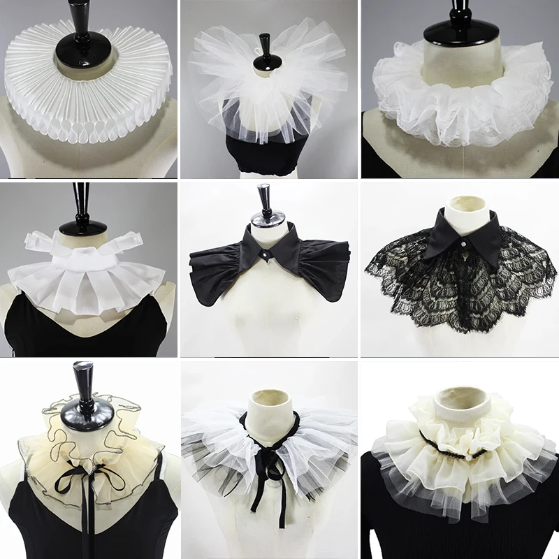 Linbaiway-Women-Embroidery-Floral-Fake-Collar-for-Ladies-Ruffles-Stand ...