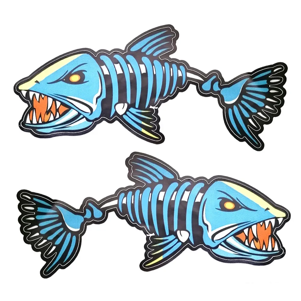 2PcsDown-Bone-Fish-Sticker-Scuba-Car-Stickers-Waterproof-Personality ...