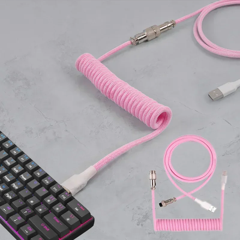 Mechanical-Keyboard-Coiled-Cable-Wire-Type-C-USB-Port-Aviator-Coiling ...
