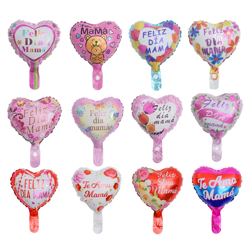 12 Globos de Aluminio de 10 Pulgadas con Forma de Corazón, Feliz Día de ...