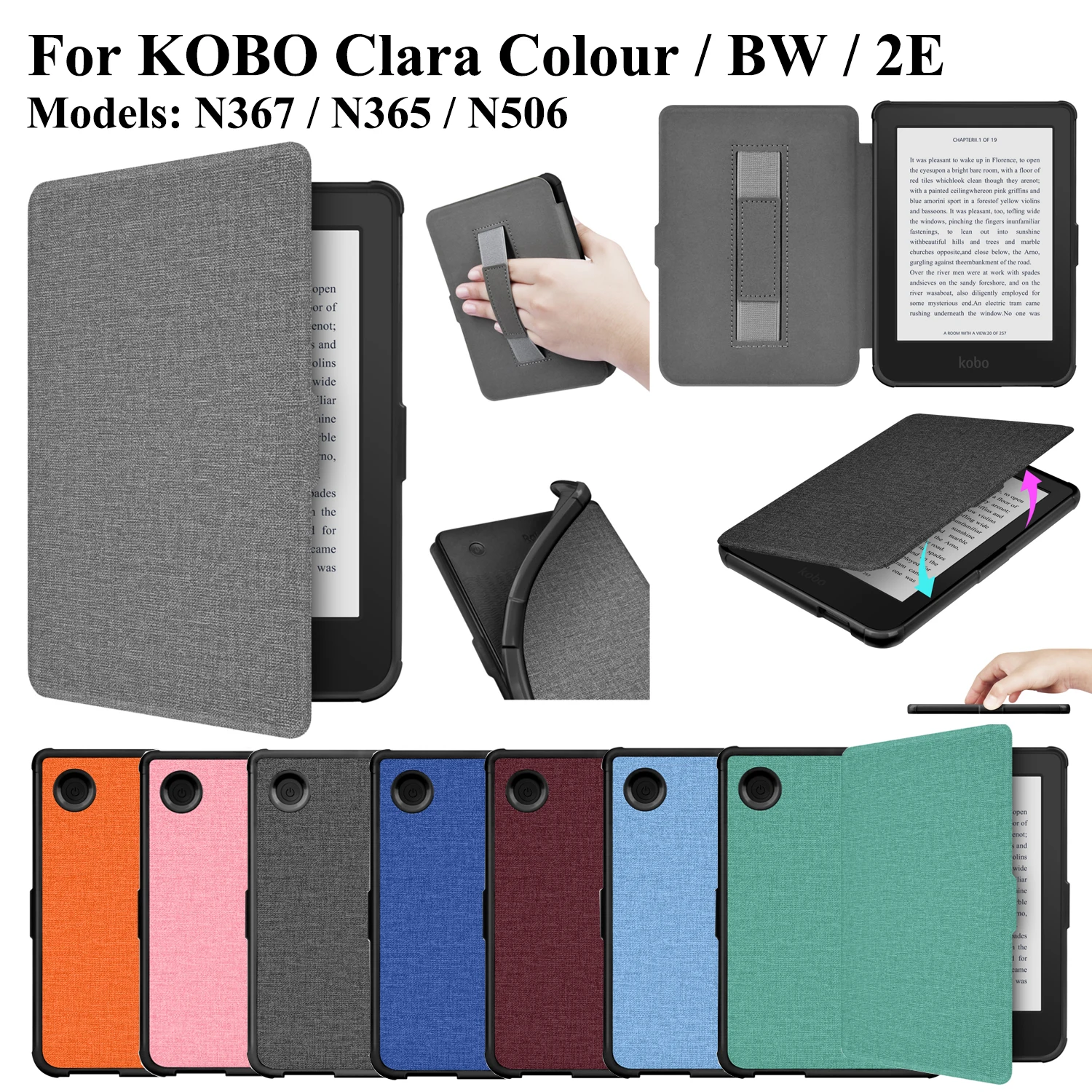 For-Kobo-Clara-Colour-BW-2024-2E-Case-with-Hand-Belt-Holder-Strap-6 ...