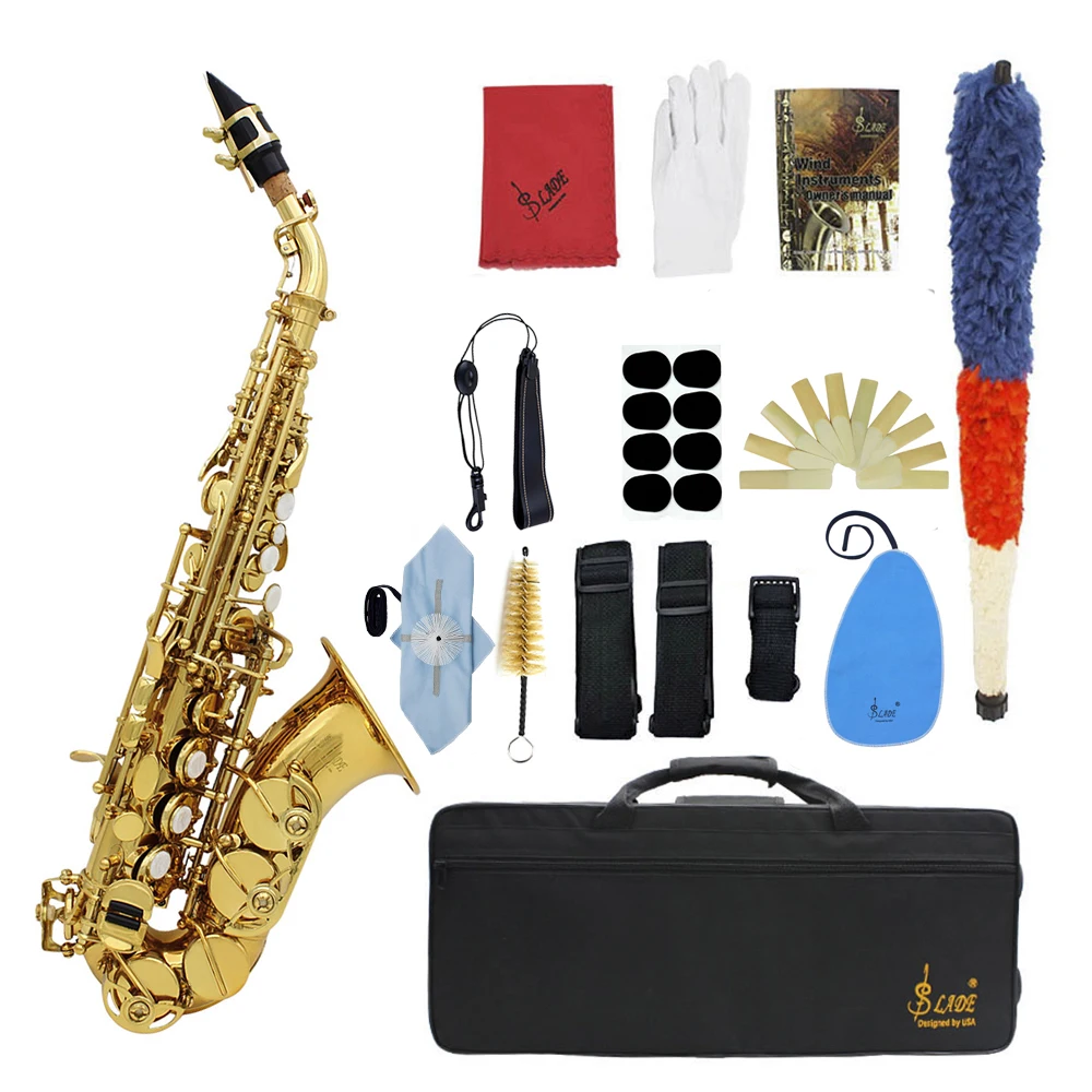 SLADE-Soprano-Saxophone-Bb-Tone-Brass-Sax-Engraved-Floral-Saxofon-With ...