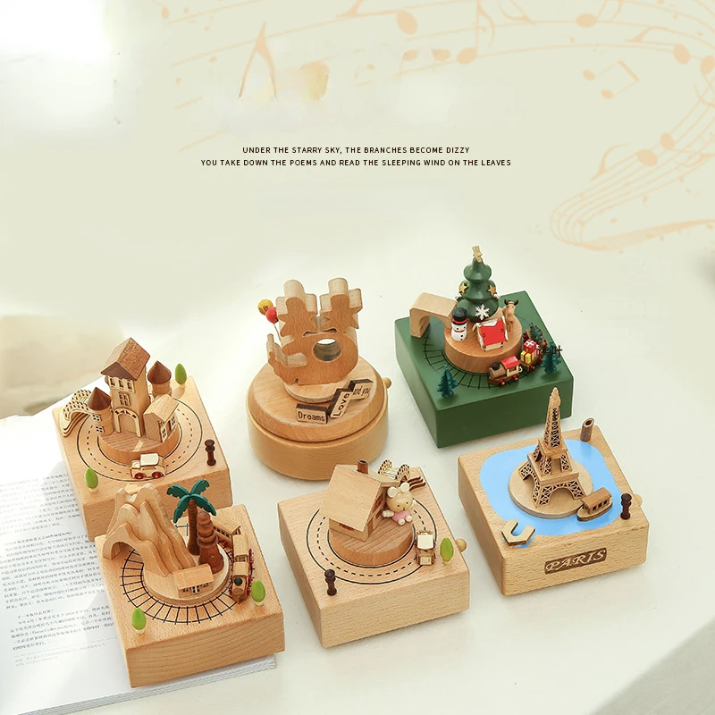 Rotating-Music-Box-with-Eight-Tunes-Unique-Gift-for-Best-Friends-Wooden ...