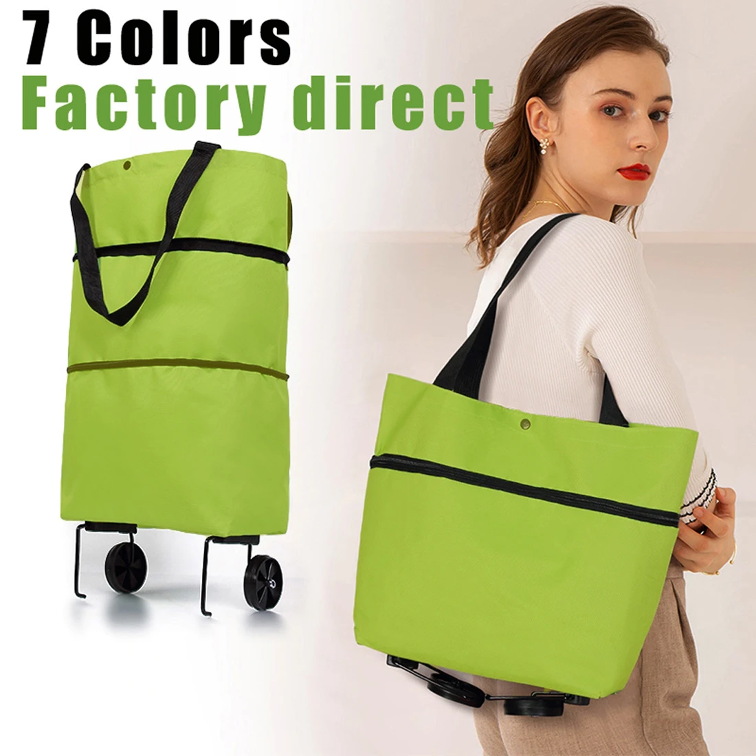 Foldable Shopping Trolley Bag With Wheels Large Reusable Cloth Hand ...