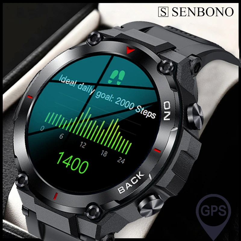 SENBONO New GPS Smartwatch Men 480Mah Big Battery Heart Rate Monitor ...