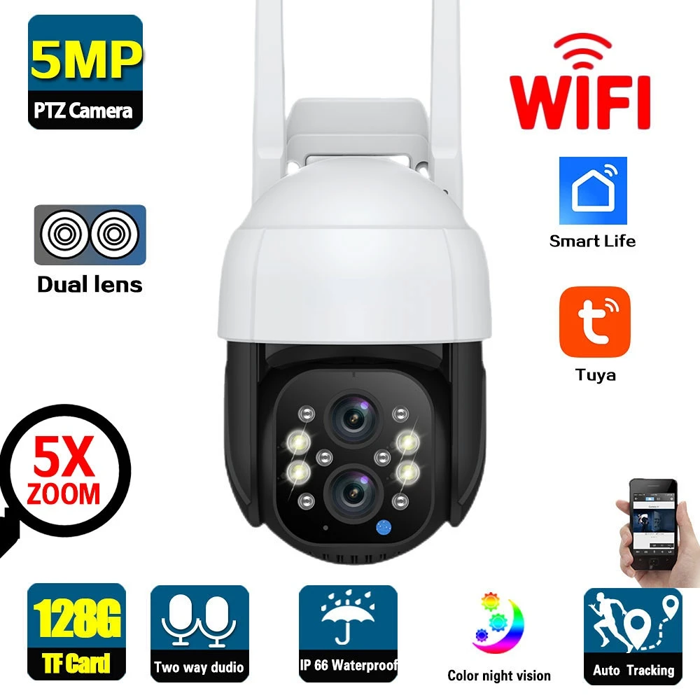 5MP-Tuya-PTZ-Camera-WiFi-IP-Camera-Outdoor-4X-Digital-Zoom-Wireless ...
