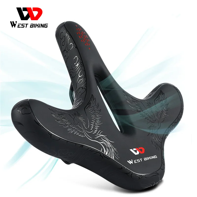 WEST BIKING Comfortable Ergonomic Bicycle Saddle Widen Bike Cushion Pad ...