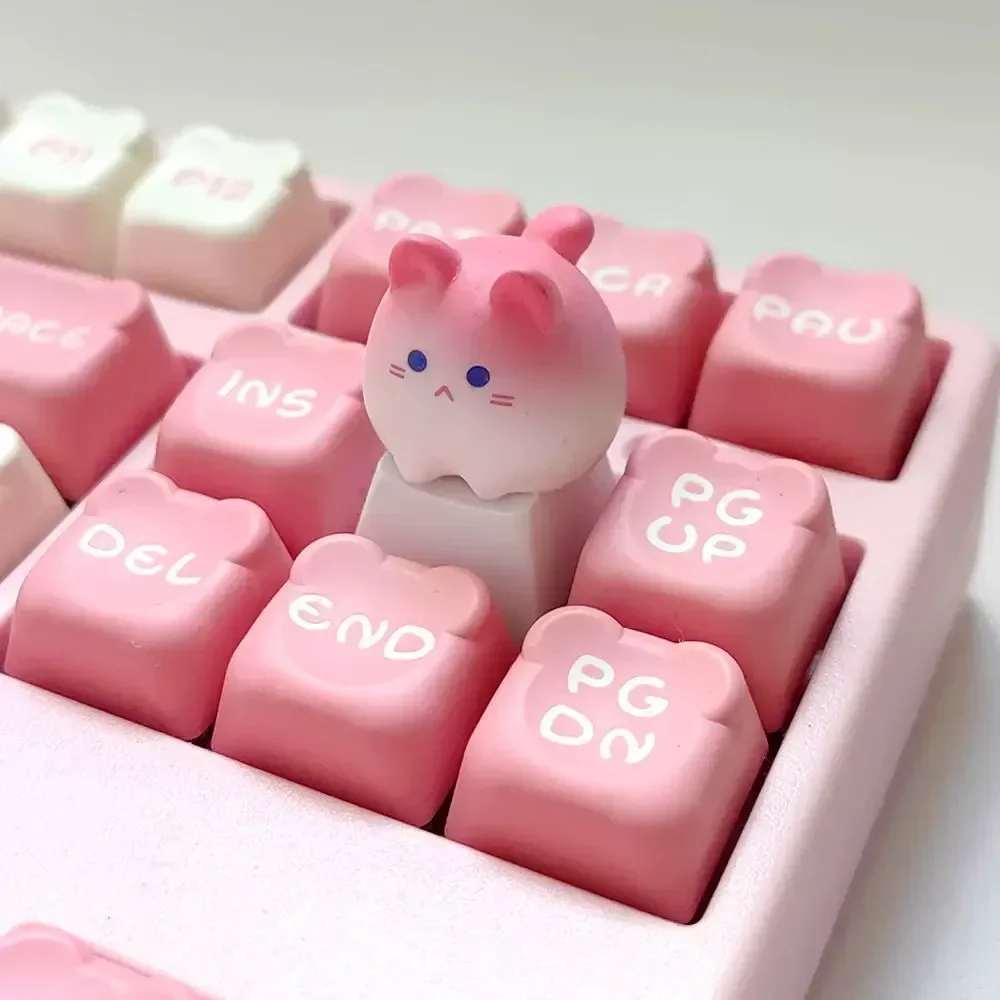 Cute-Cat-Keycaps-Custom-Pink-Kawaii-Keyboard-Keycaps-Anime-Cartoon-Cat ...